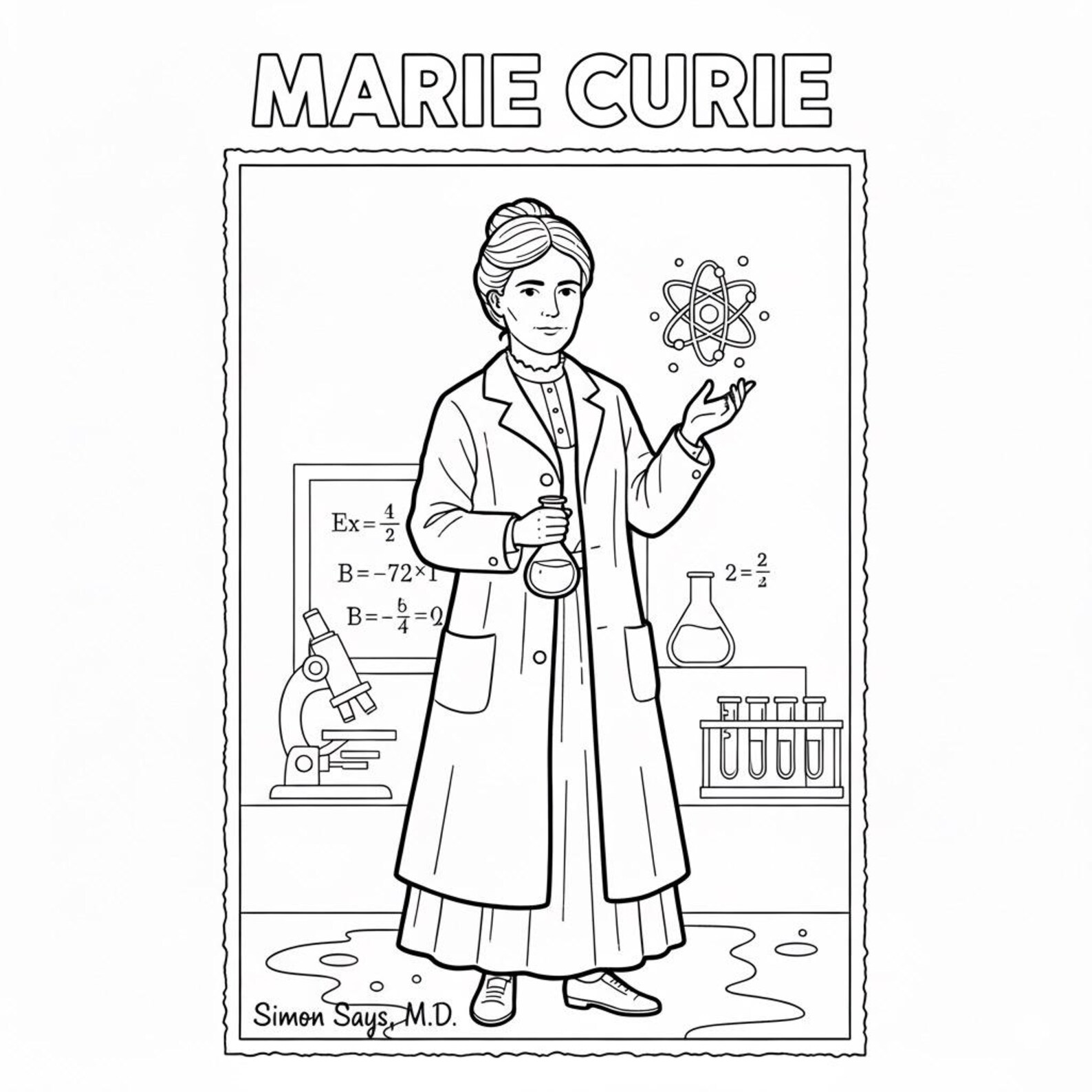 Discovery/medical Invention Coloring Page (sizes Letter & A4 ...