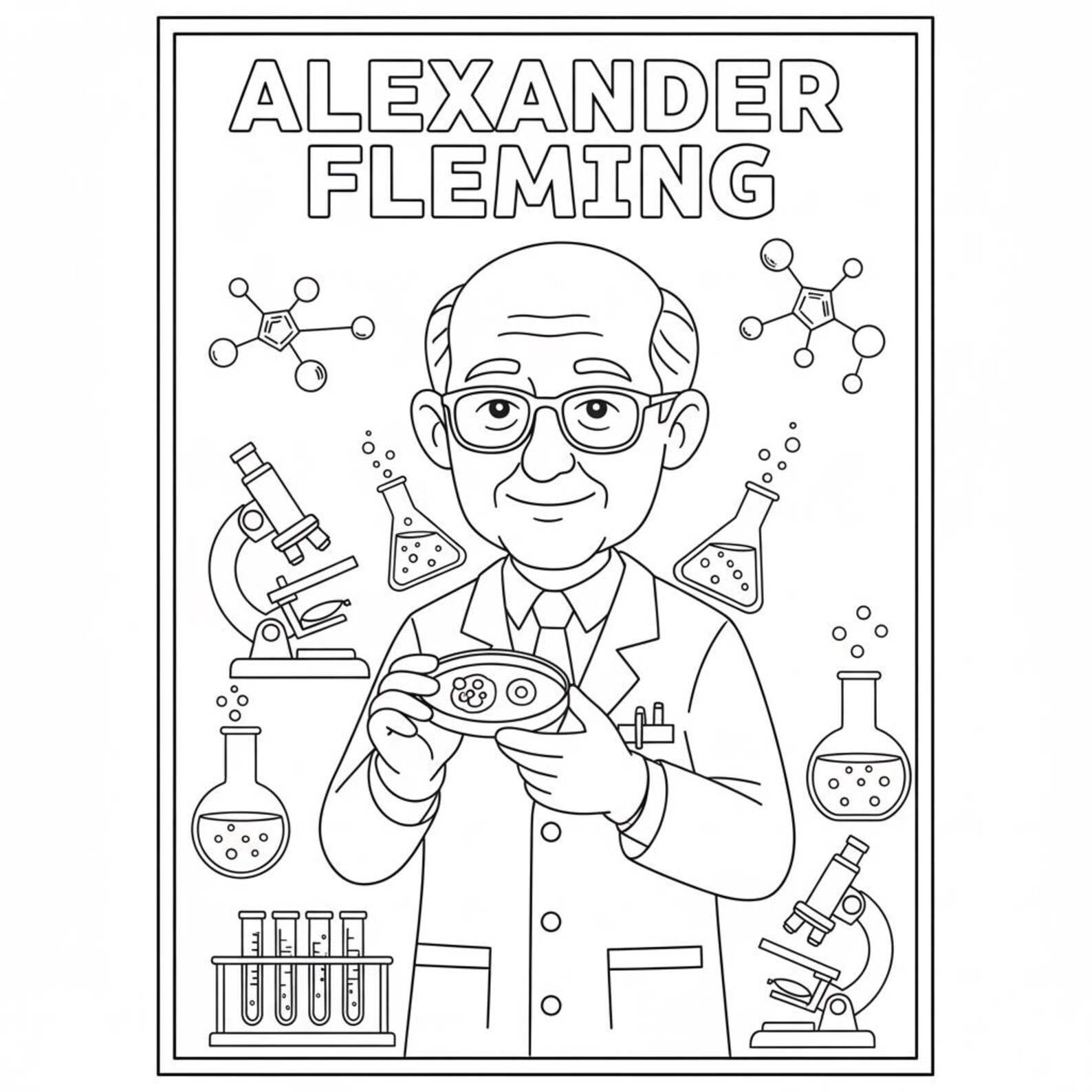 Discovery/medical Invention Coloring Page (sizes Letter & A4 ...