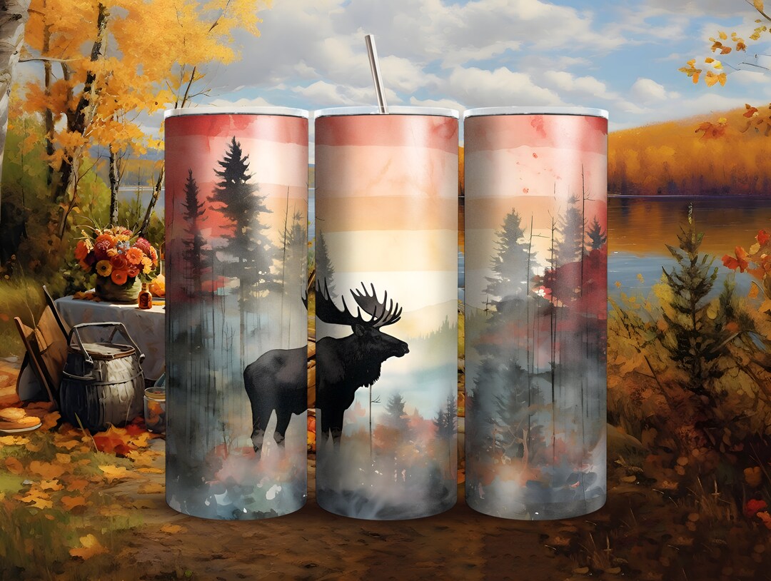 Moose Skinny Tumbler With Straw, 20oz, Hot or Cold, Fall Tumbler, Gift ...