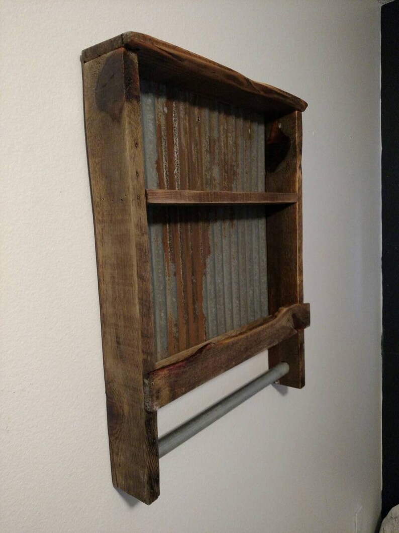 Rustic Reclaimed Wood Towel Rack, Over the Toilet Storage - Etsy