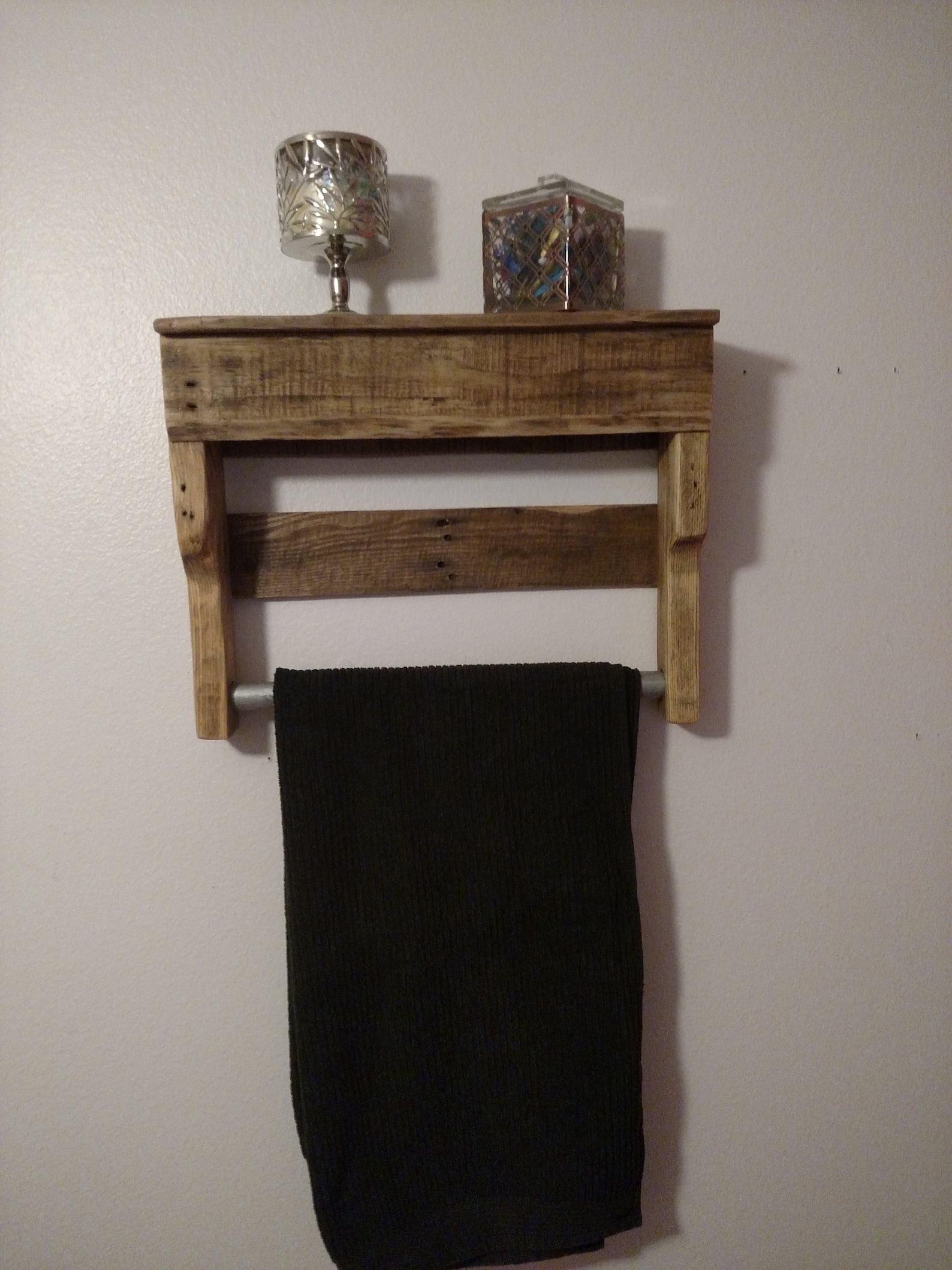 Rustic Reclaimed Wood Towel Rack | Etsy