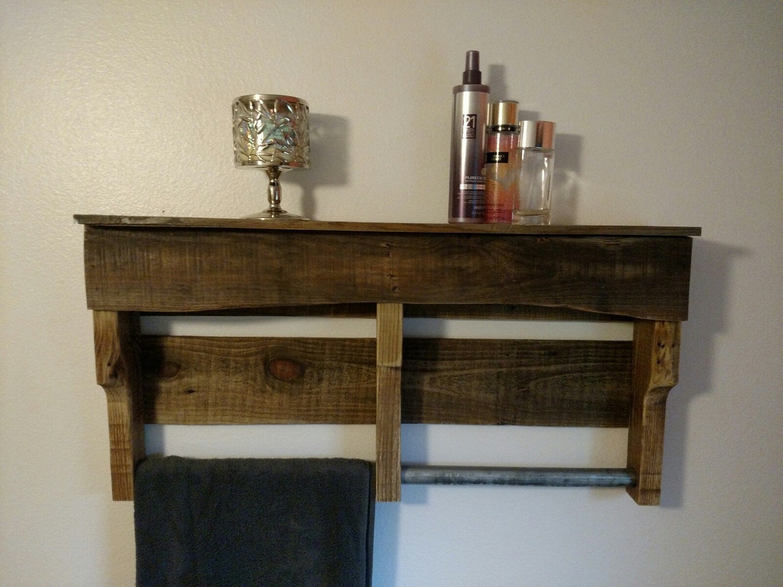 Rustic Reclaimed Wood Towel Rack | Etsy