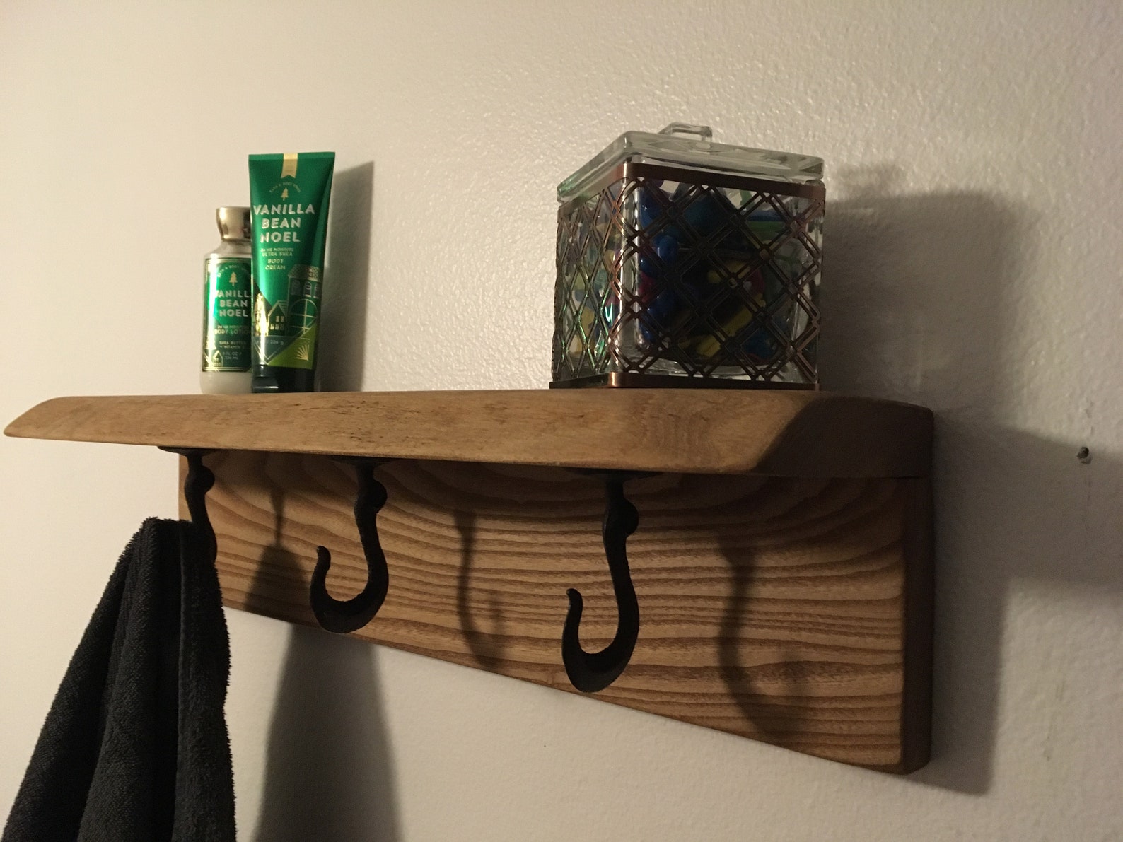 Live Edge Shelf With Hooks - Etsy