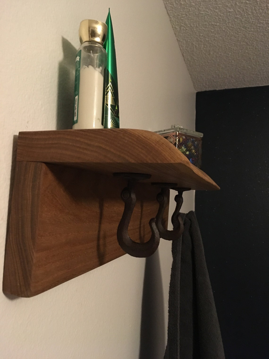 Live Edge Shelf With Hooks - Etsy Live Edge Shelf With Hooks - Etsy