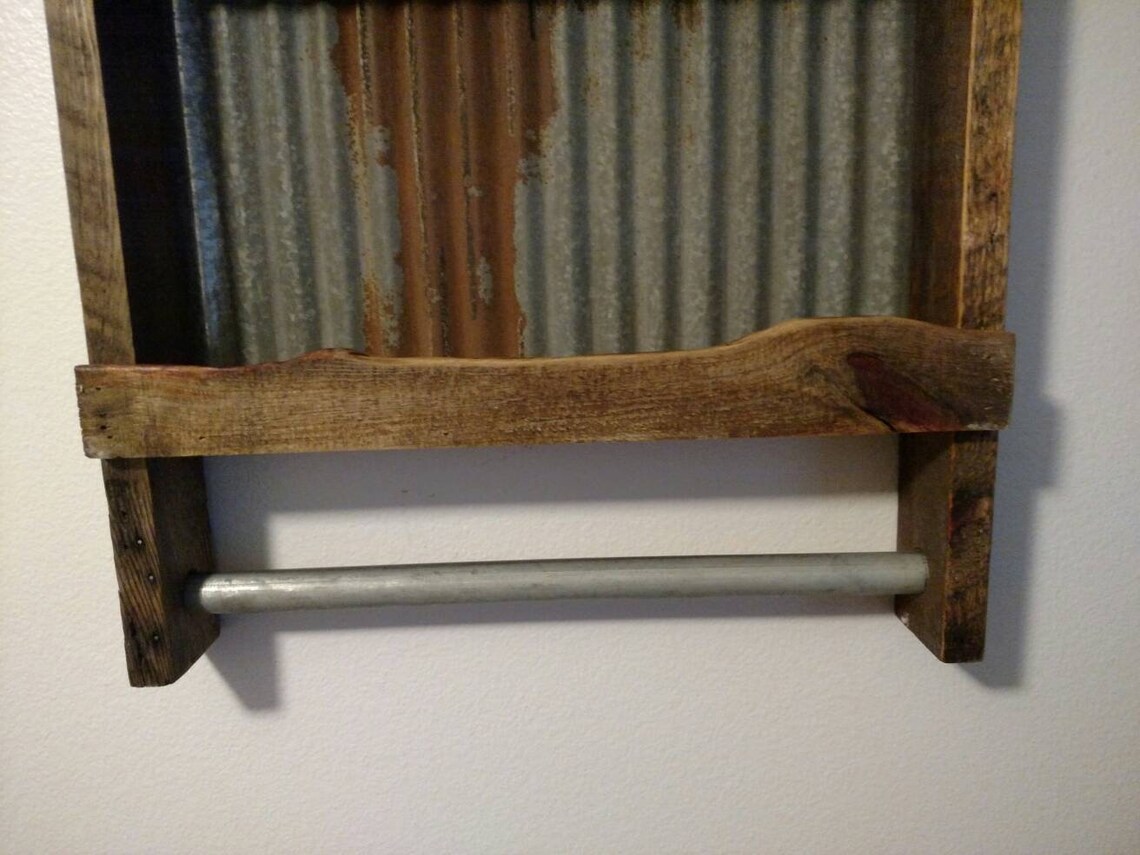 Rustic Reclaimed Wood Towel Rack, Over the Toilet Storage - Etsy