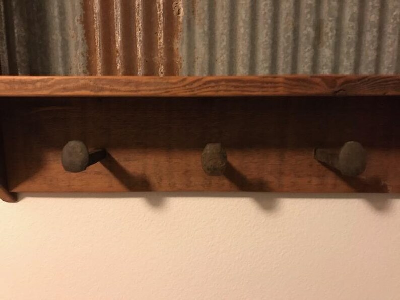Barn Wood Shelf Unit With Railroad Spike Hooks - Etsy