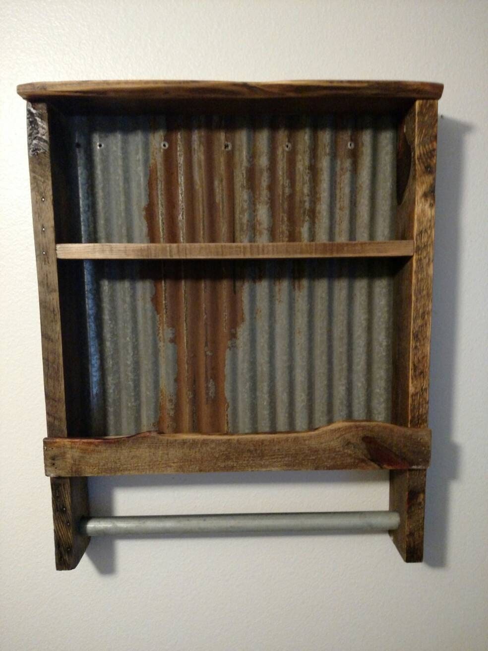 Rustic Reclaimed Wood Towel Rack, Over the Toilet Storage - Etsy