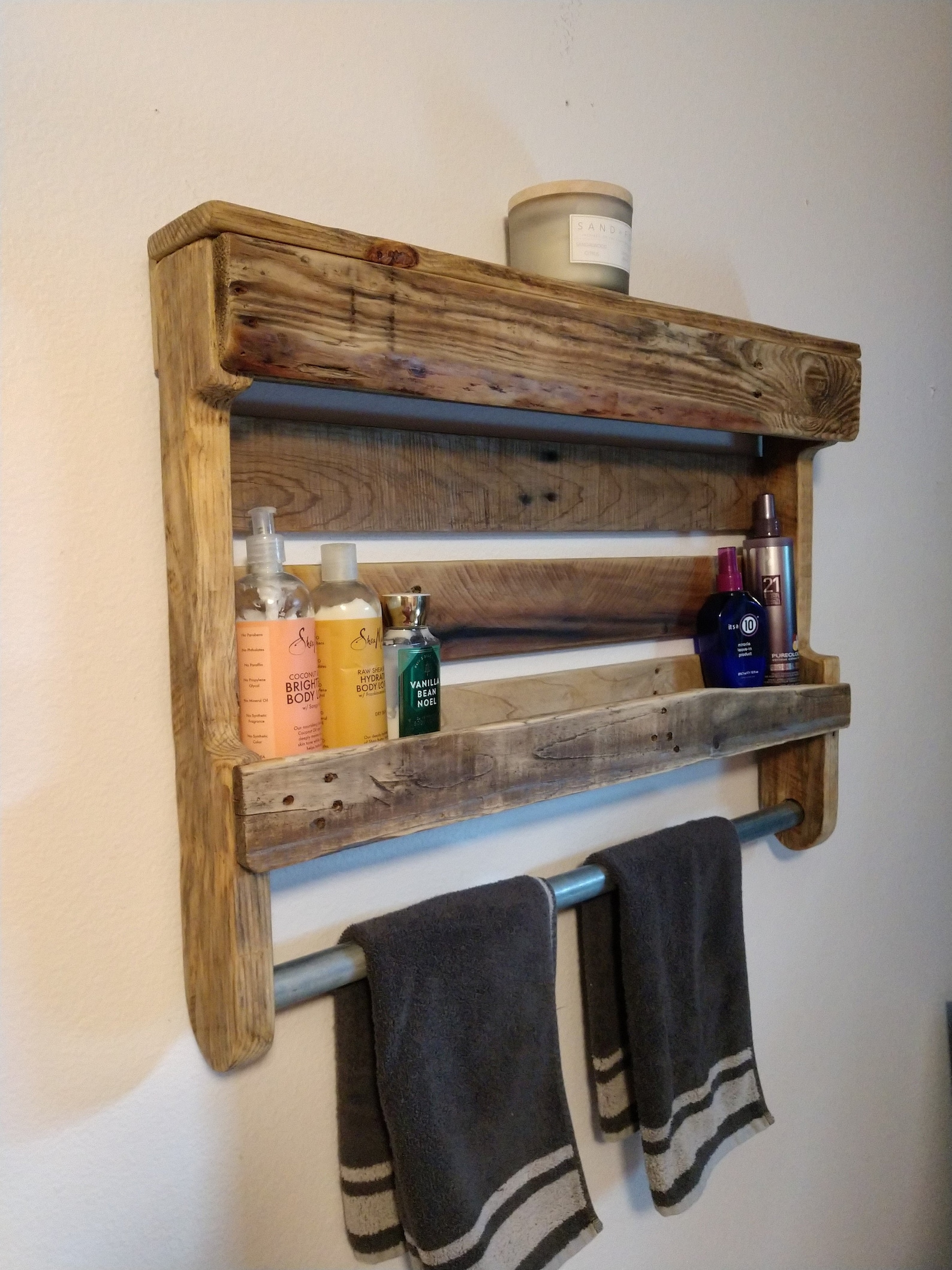 Rustic Reclaimed Wood Towel Rack - Etsy