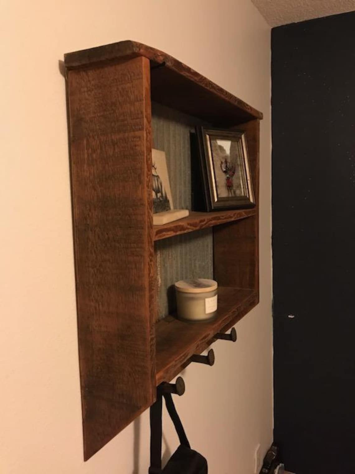 Barn Wood Shelf Unit With Railroad Spike Hooks - Etsy