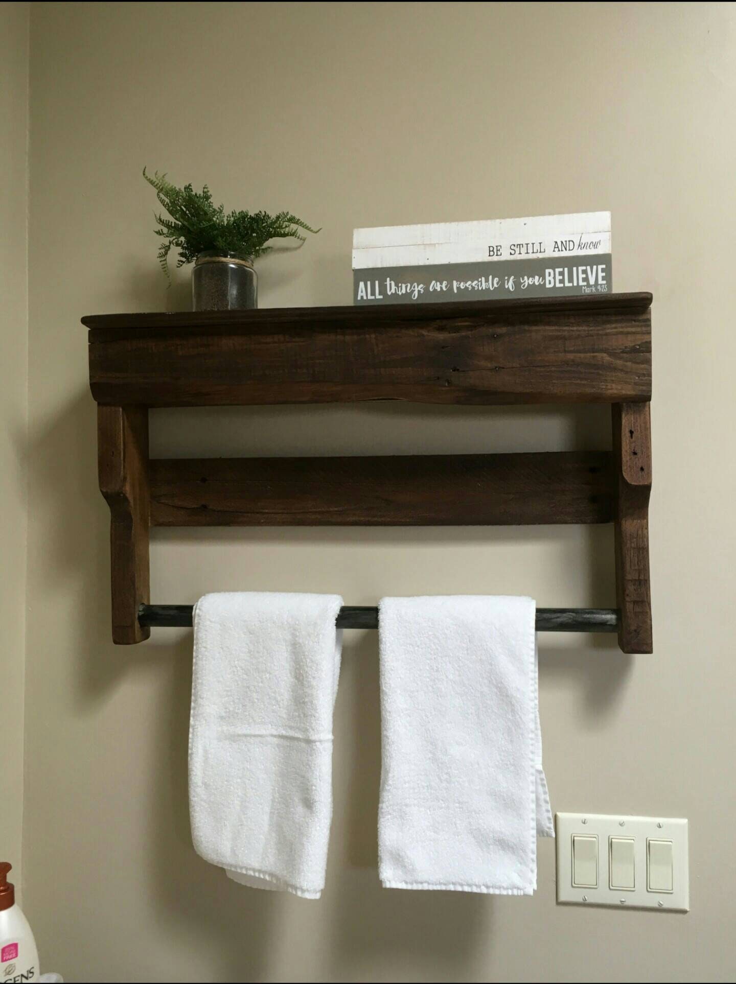 Rustic Reclaimed Wood Towel Rack - Etsy