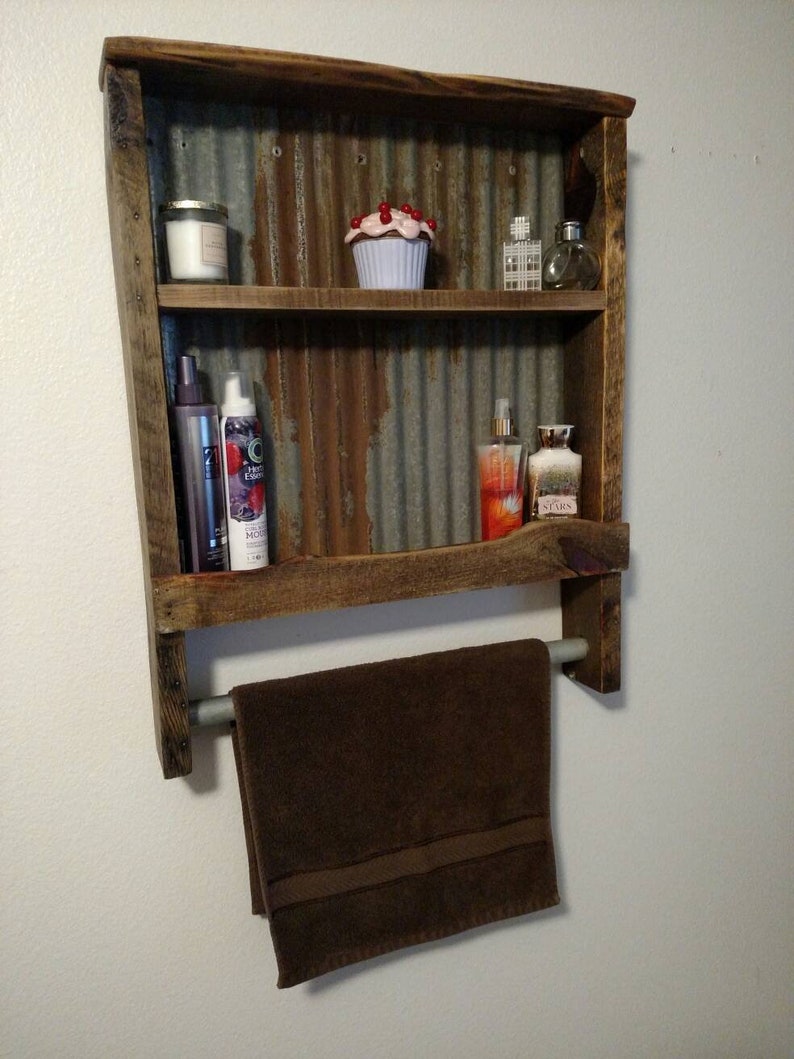 Rustic Reclaimed Wood Towel Rack, Over the Toilet Storage - Etsy