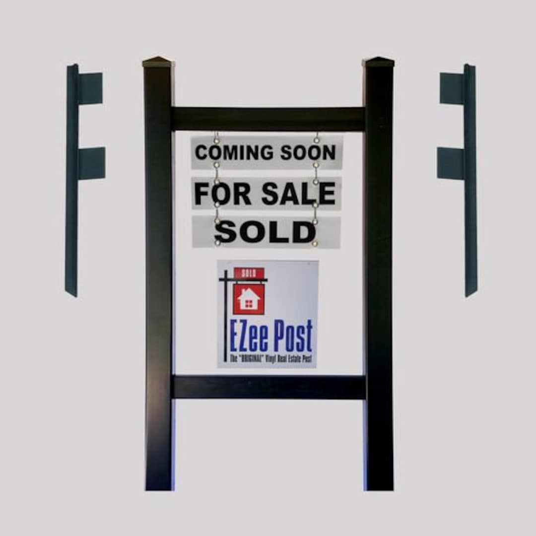 Real Estate Sign Post Kit Double Yard Sign W/ Metal Stakes Black - Etsy