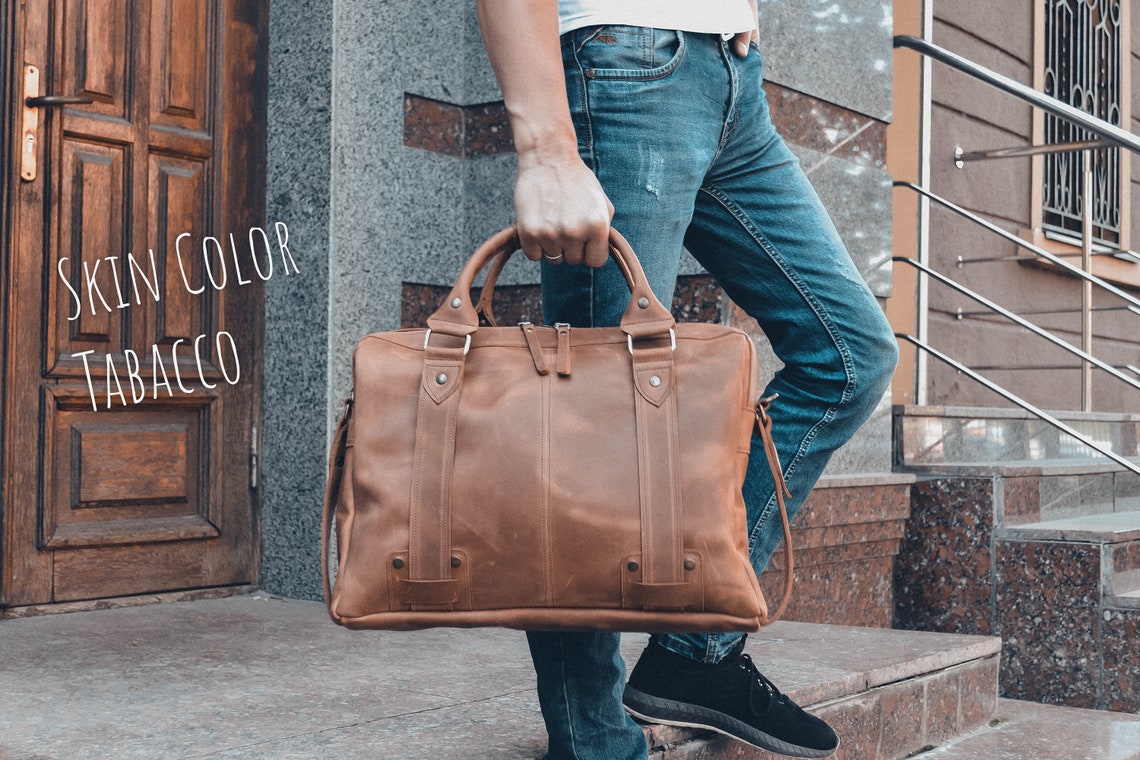 Mens Leather Laptop Bag Laptop Bag Men Brown Leather - Etsy