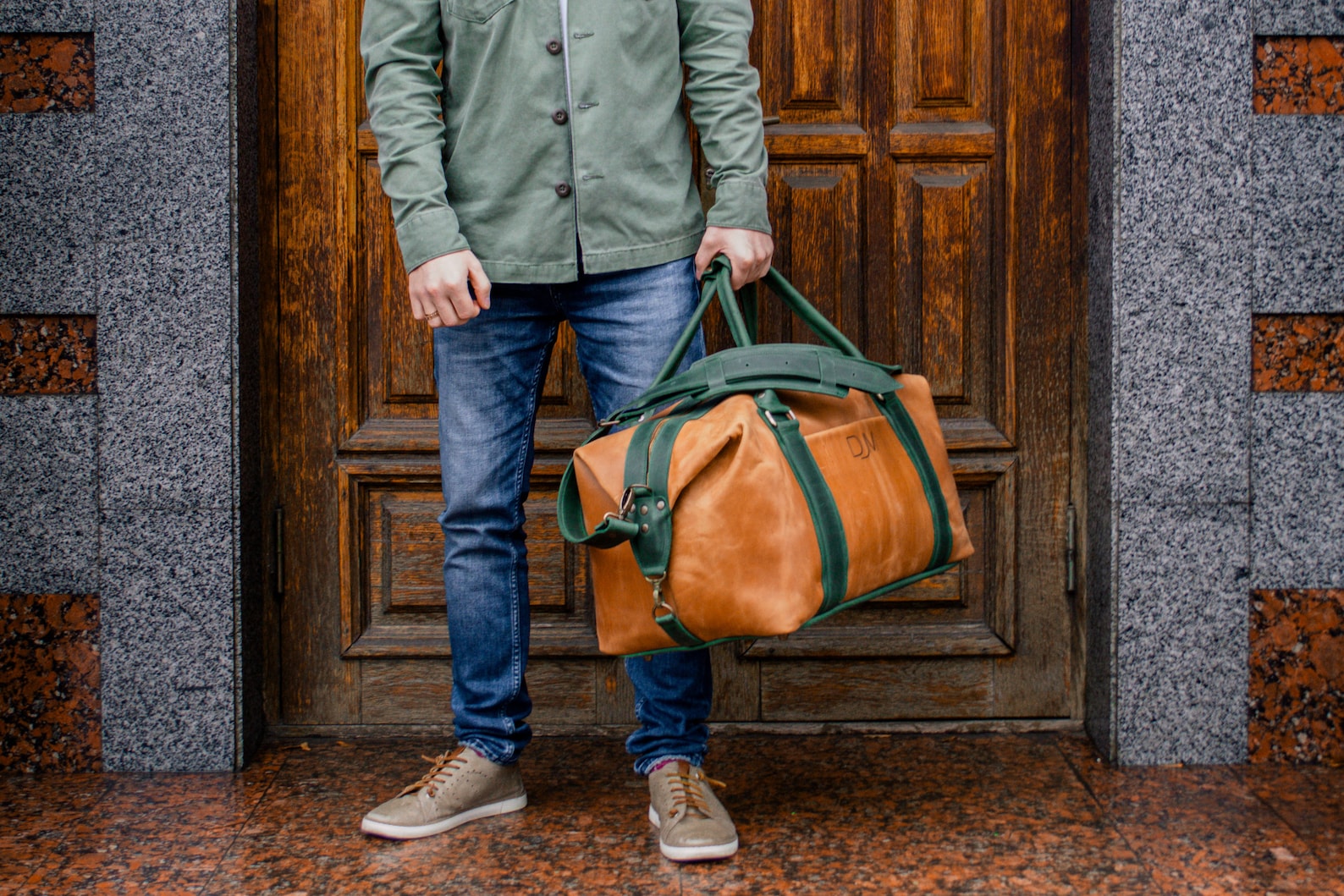 Leather Duffle Bag Weekender Bag Women Monogram Duffle Bag | Etsy