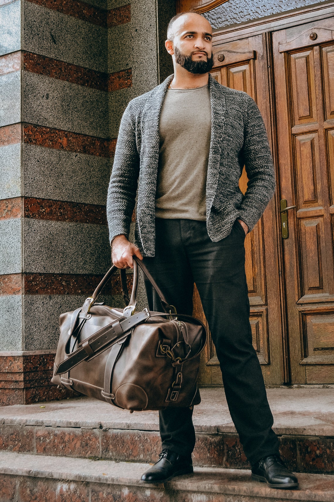 Duffel bag Weekender bag Leather duffle bag men Leather | Etsy