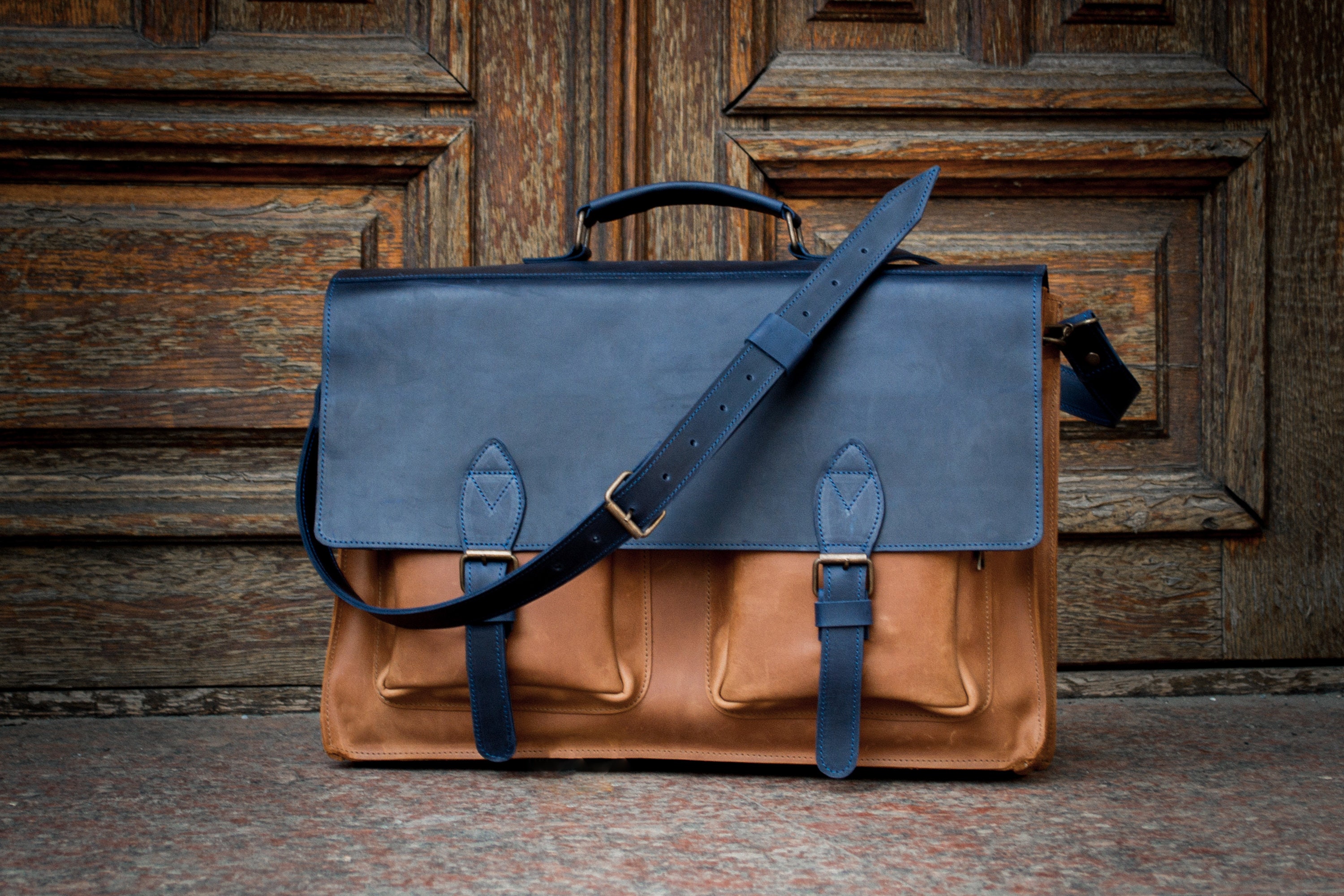 Briefcase menMens shoulder bagLeather briefcaseSatchel | Etsy