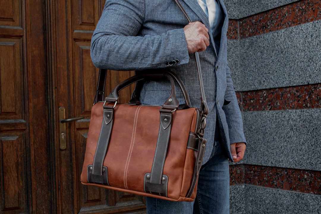 Personalized Briefcase for Men, Men's Shoulder Bag With Engraving ...