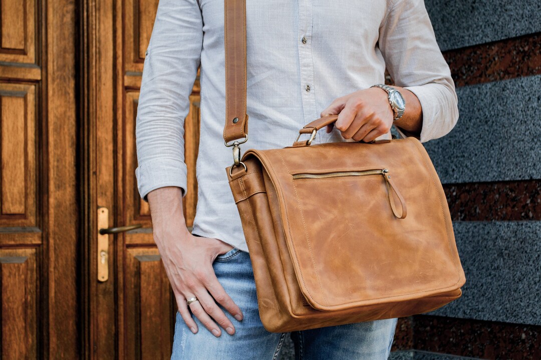 Leather Briefcase for Men, Personalized Laptop Bag as a Leather Gift ...