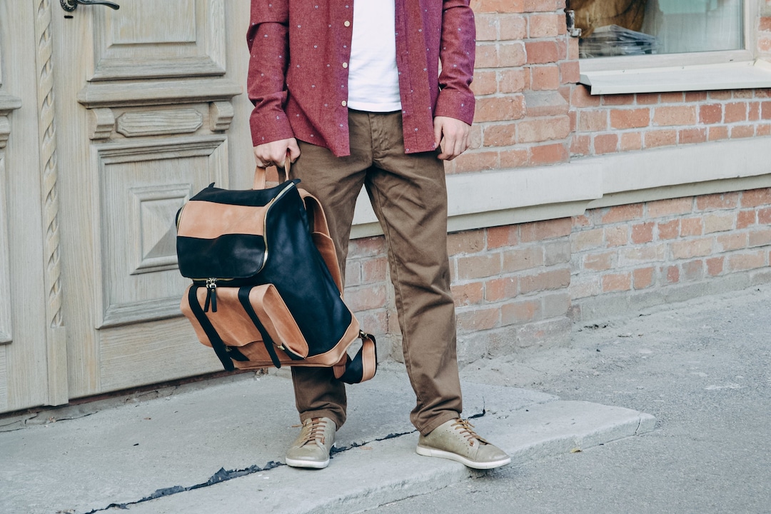 Personalized Leather Backpack for Men, Leather Overnight Bag, Travel ...