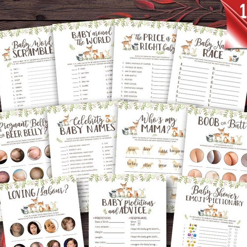 Woodland Baby Shower Games Printable Pack Rustic Baby Shower - Etsy