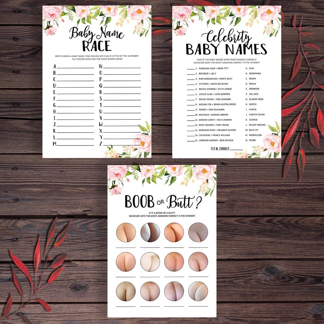 Pink Floral Baby Shower Games Printable Pack Blush Pink Baby | Etsy