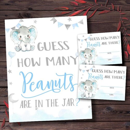 Blue Elephant Baby Shower Game Package 8 Printable Elephant - Etsy