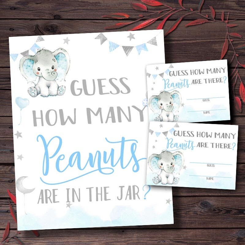 Guess How Many Peanuts Are In The Jar Elephant Baby Shower - Etsy France