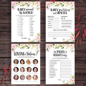 Pink Floral Baby Shower Games Printable Pack Blush Pink Baby - Etsy