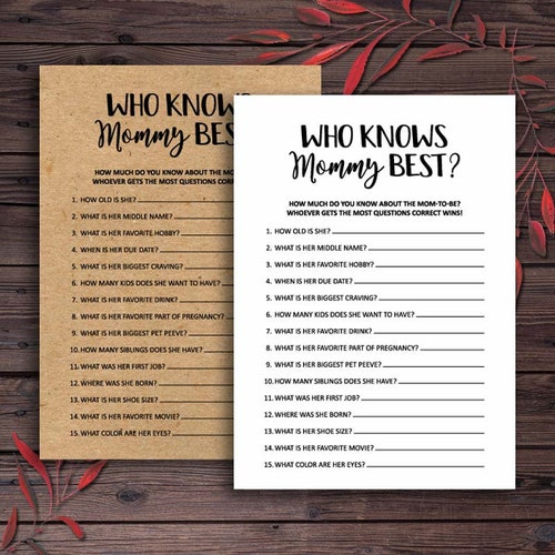 Who Knows Mommy Best Editable Printable Baby Shower Game - Etsy