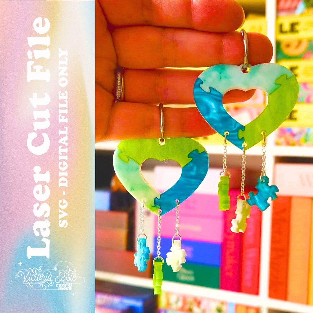 Dangle Puzzle Piece Earring SVG Cut File - Etsy