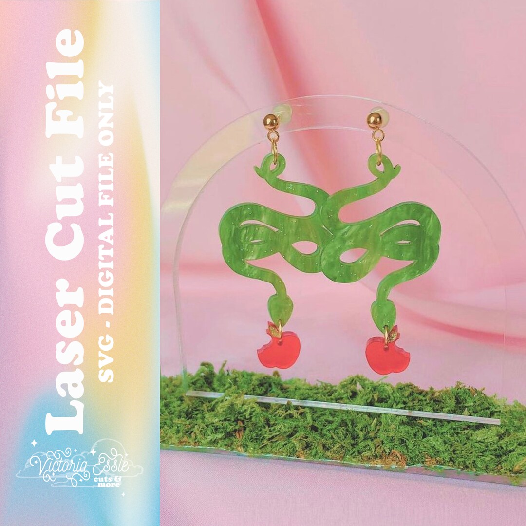 Snake and Apple Earring SVG Cut File - Etsy