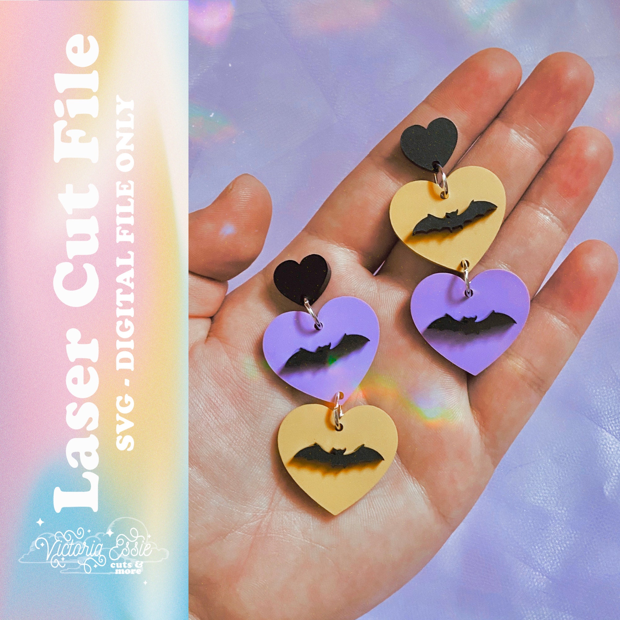 Bat Hearts Earring SVG Cut File - Etsy