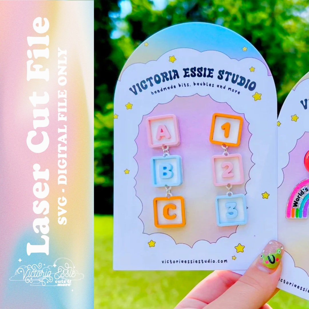 ABC 123 Blocks Earring SVG Cut File - Etsy