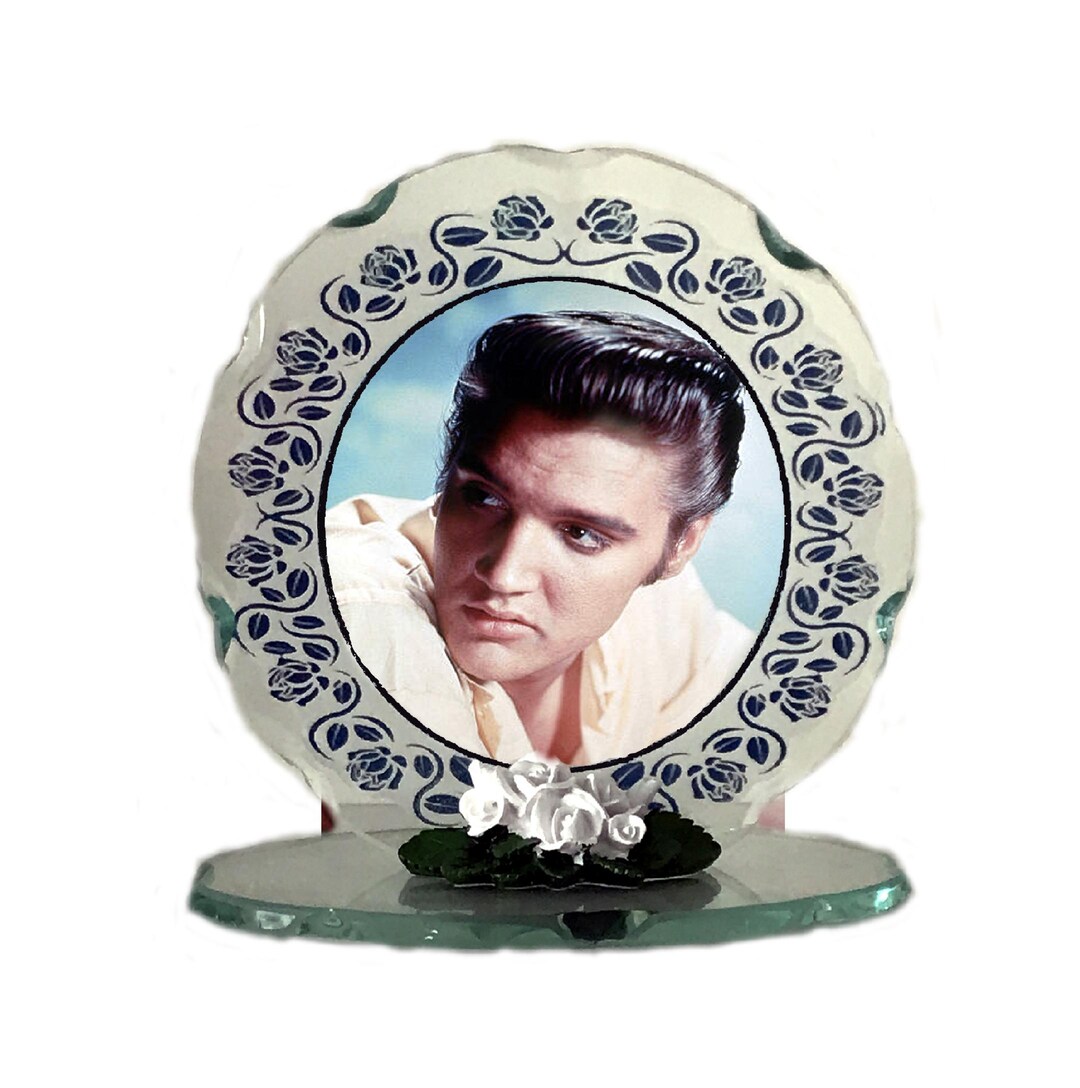 Elvis Presley Collectable Photo Cut Glass Round Plaque by Cellini ...