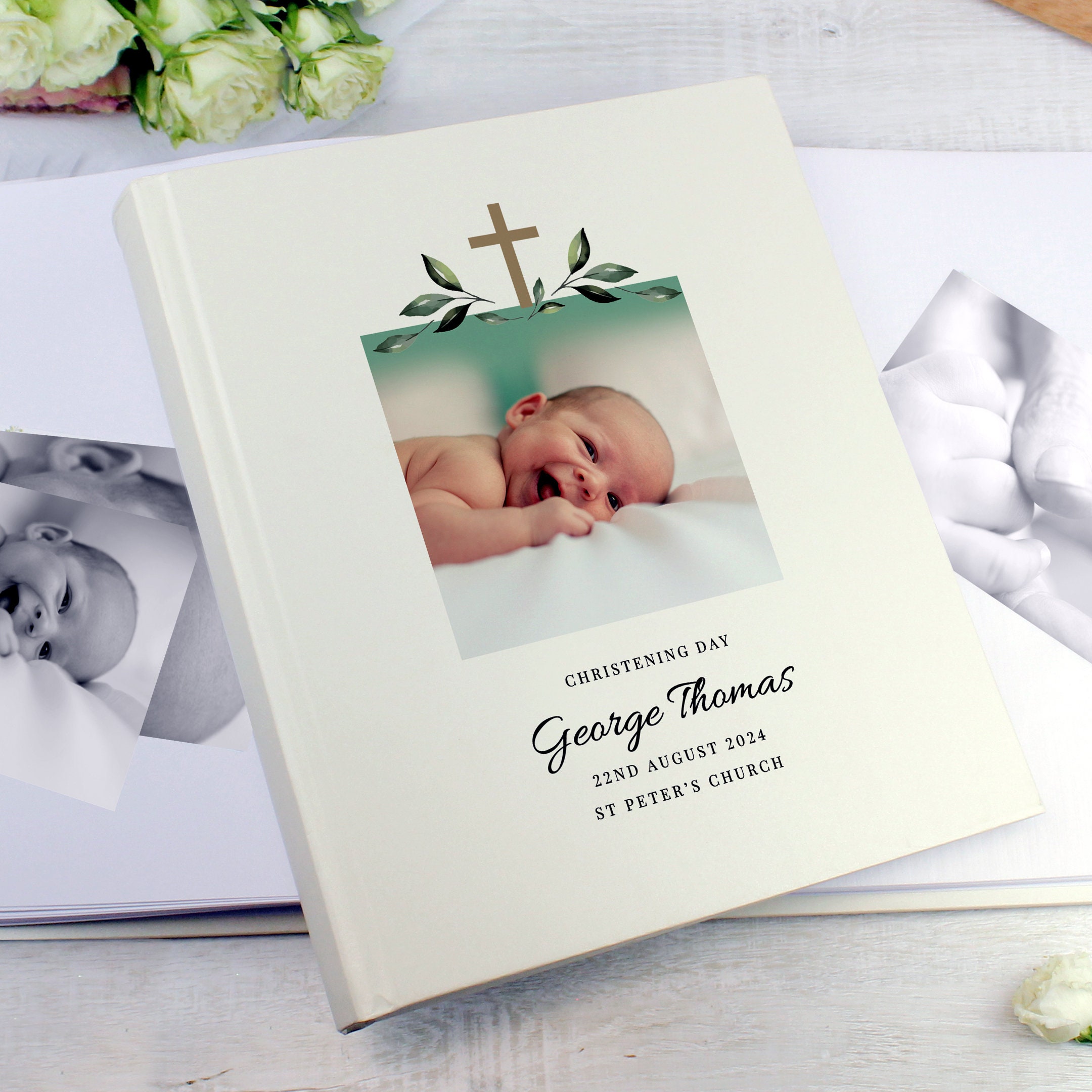 Traditional Christening Photo Album Cross Design Personalized Gift Baby ...