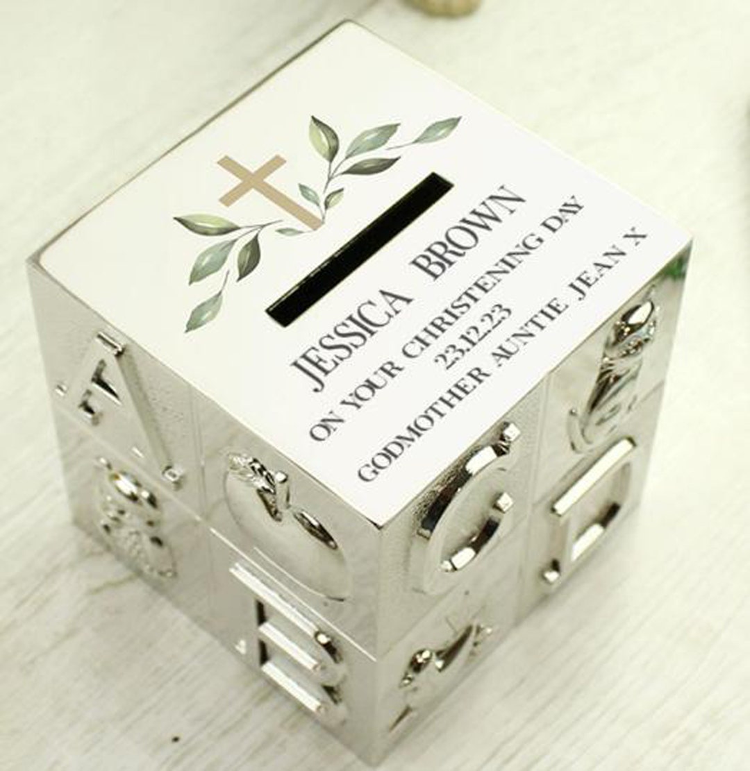 Silver Plated ABC Money Box Personalized Gift Christening Baptism ...