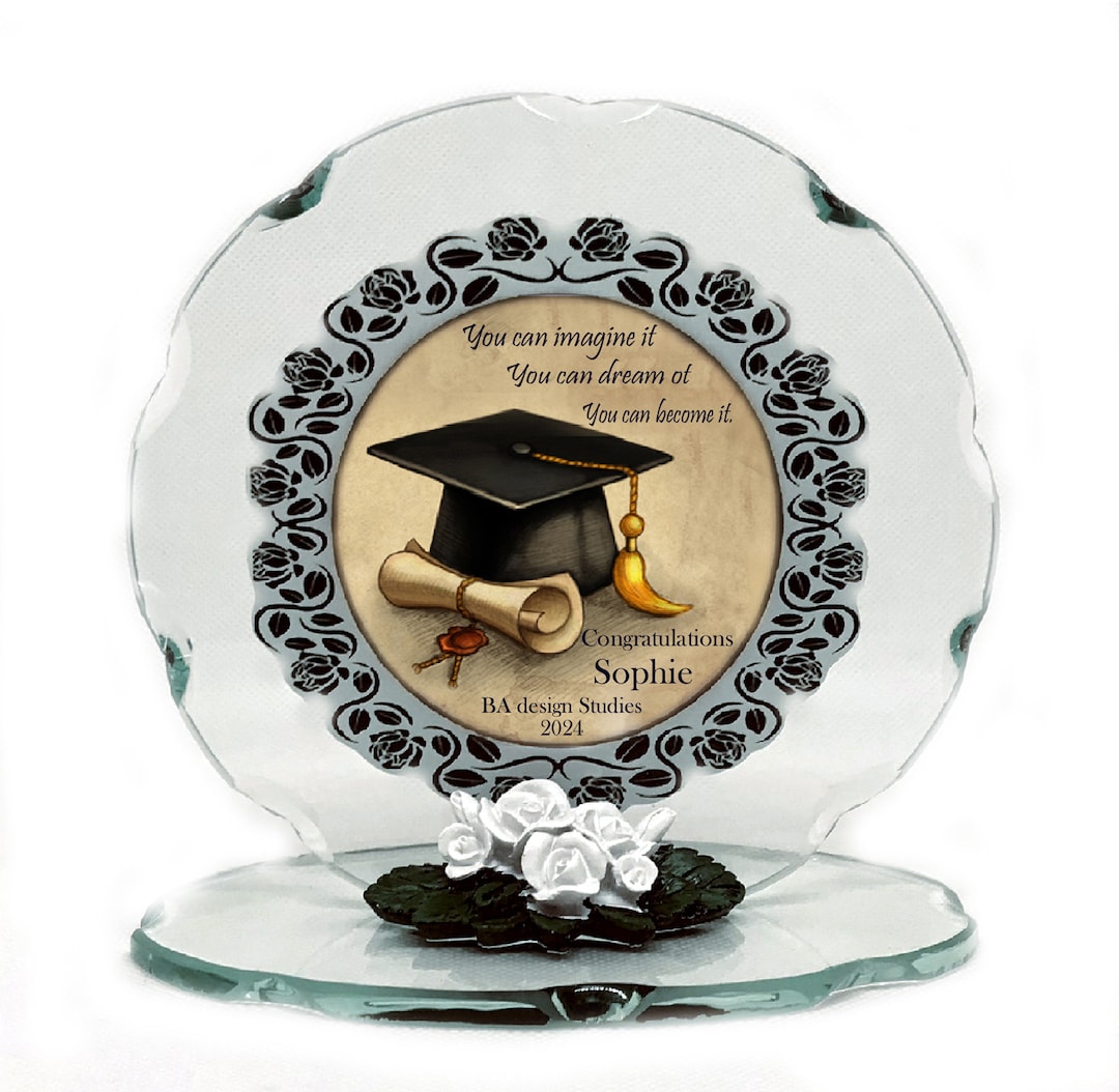 Graduation Commemorative Personalised Gift for Him or Her Cut Glass ...