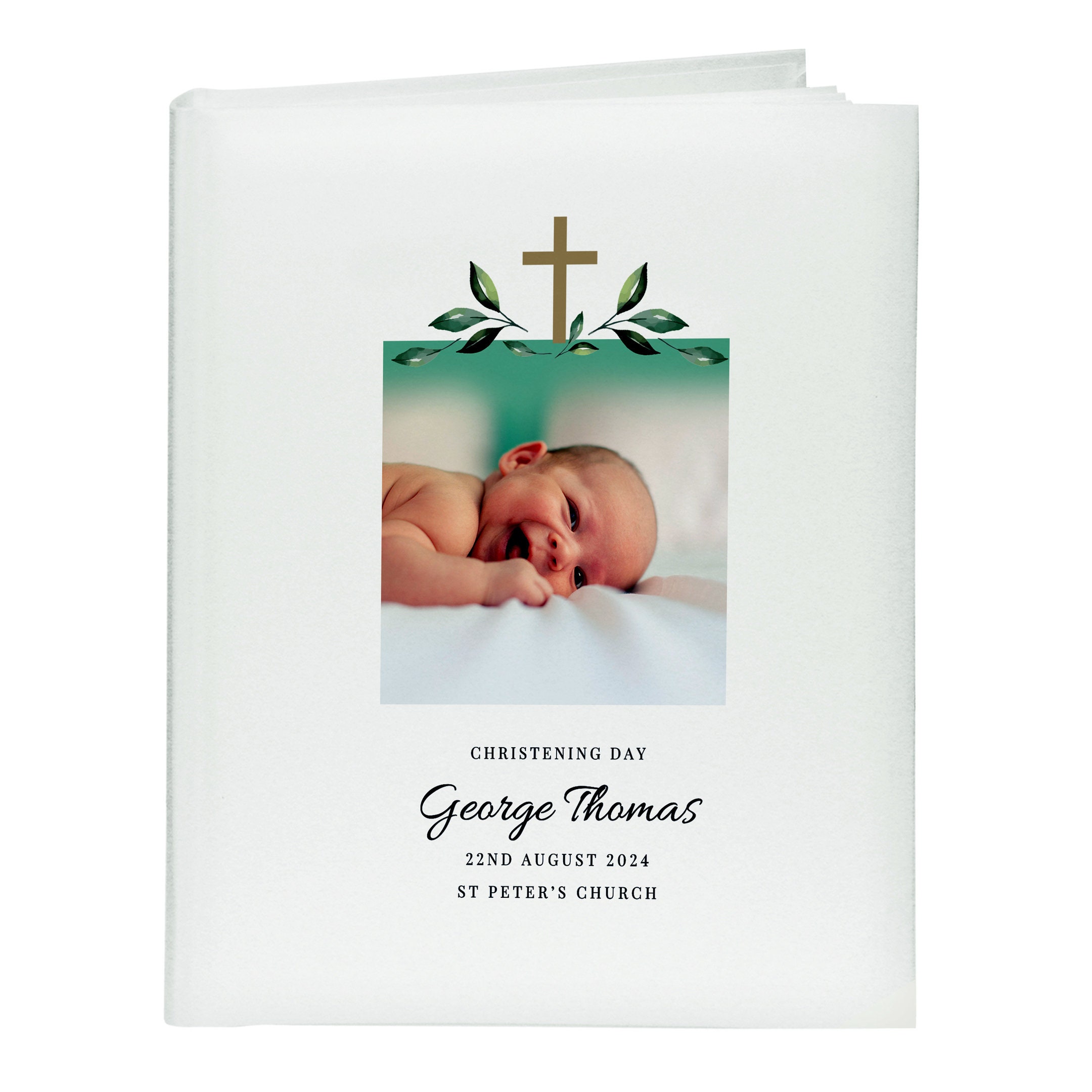Traditional Christening Photo Album Cross Design Personalized Gift Baby ...