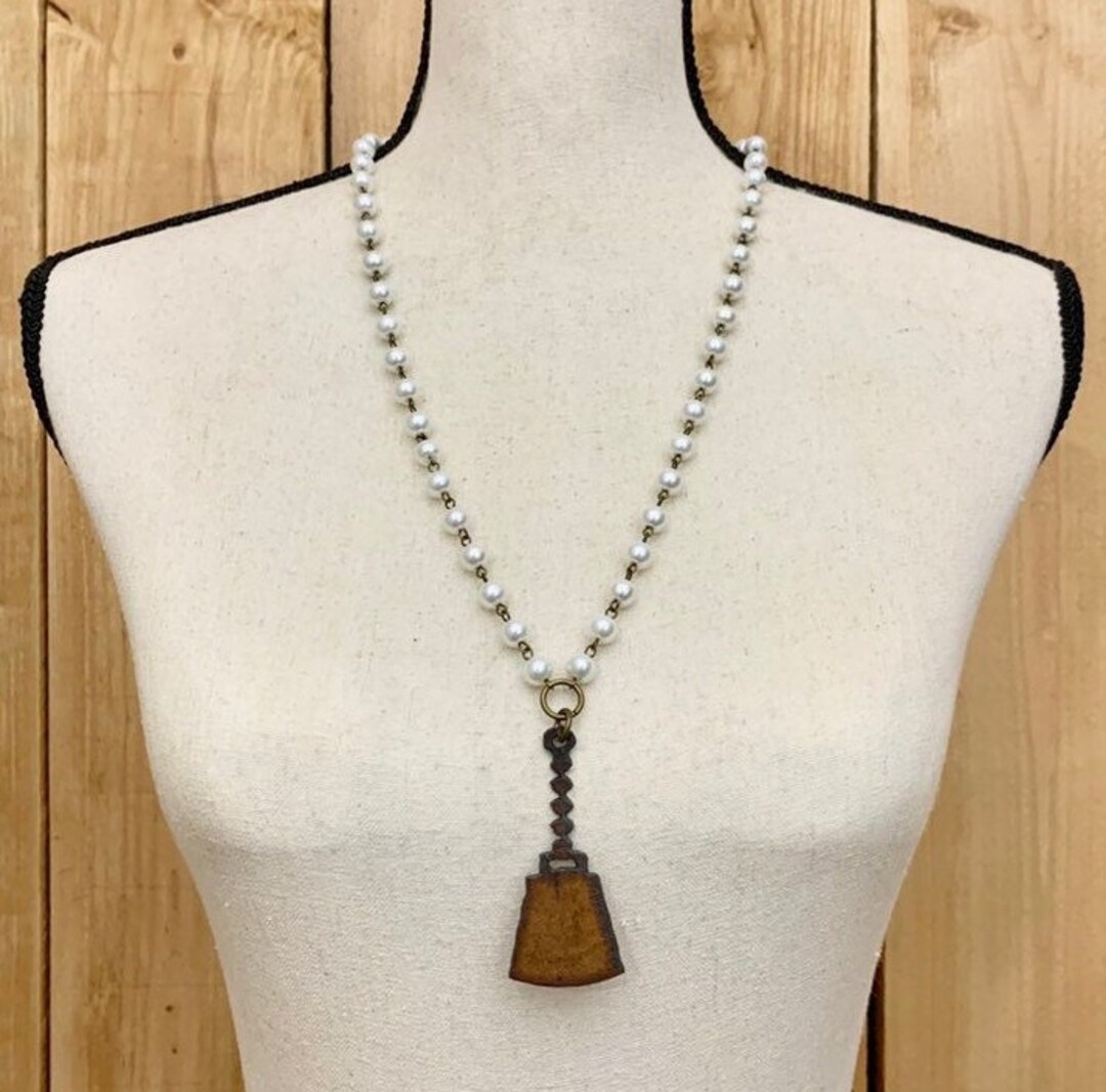 Cowbell Necklace on Pearl Chain, Mississippi State Fan, Gift for Her ...