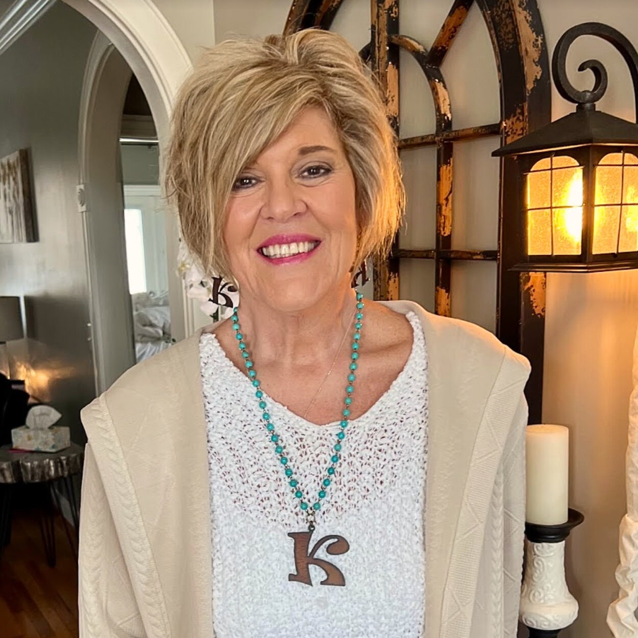 Personalized Rowdy Letter Necklace on Turquoise Bead Chain, Initial ...