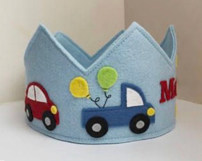 Cars Birthday Crown, Transportation Birthday Crown, Woolfelt Crown - Etsy