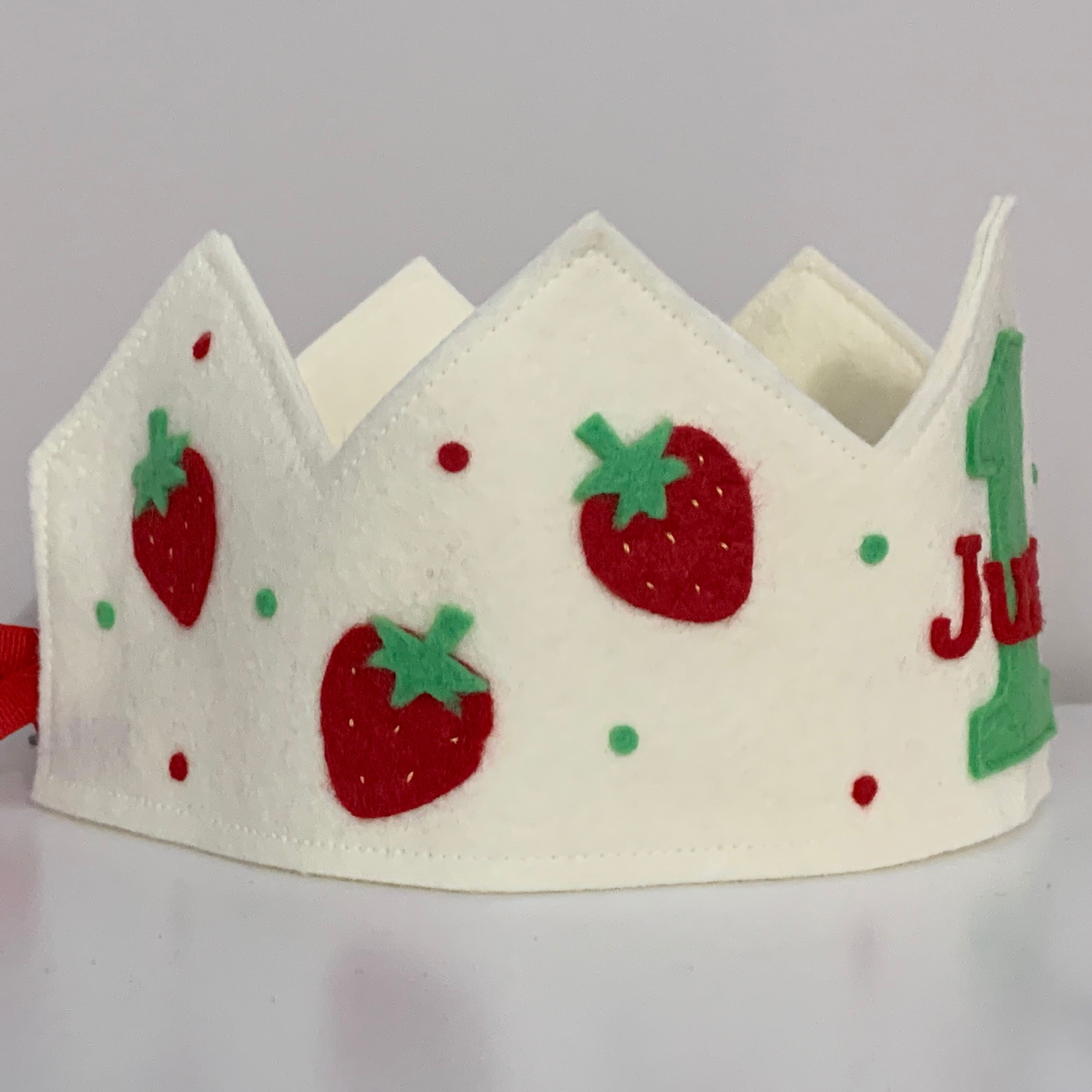 Girl Birthday Crown With Strawberries, First Birthday Crown, Woolfelt ...
