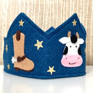 Cowboy Birthday Crown, Farm Animal Felt Crown, Woolfelt Crown, Boy ...