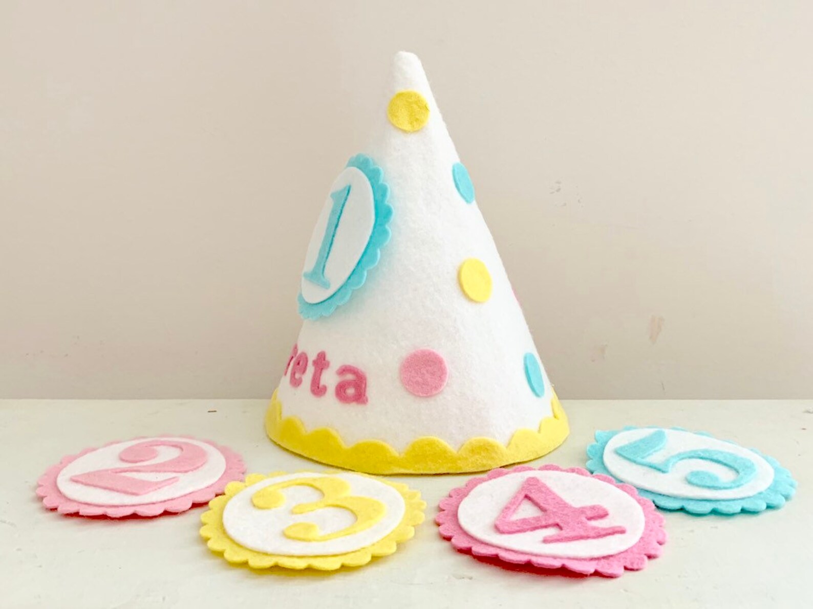 Polka Dot Party Hat With Interchangeable Numbers Woolfelt - Etsy