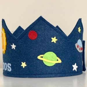 Space Crown, Felt Birthday Crown, Space Party Hat, Space Party Decor ...