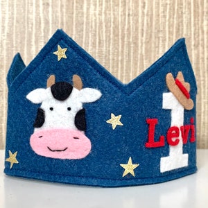 Cowboy Birthday Crown, Farm Animal Felt Crown, Woolfelt Crown, Boy ...