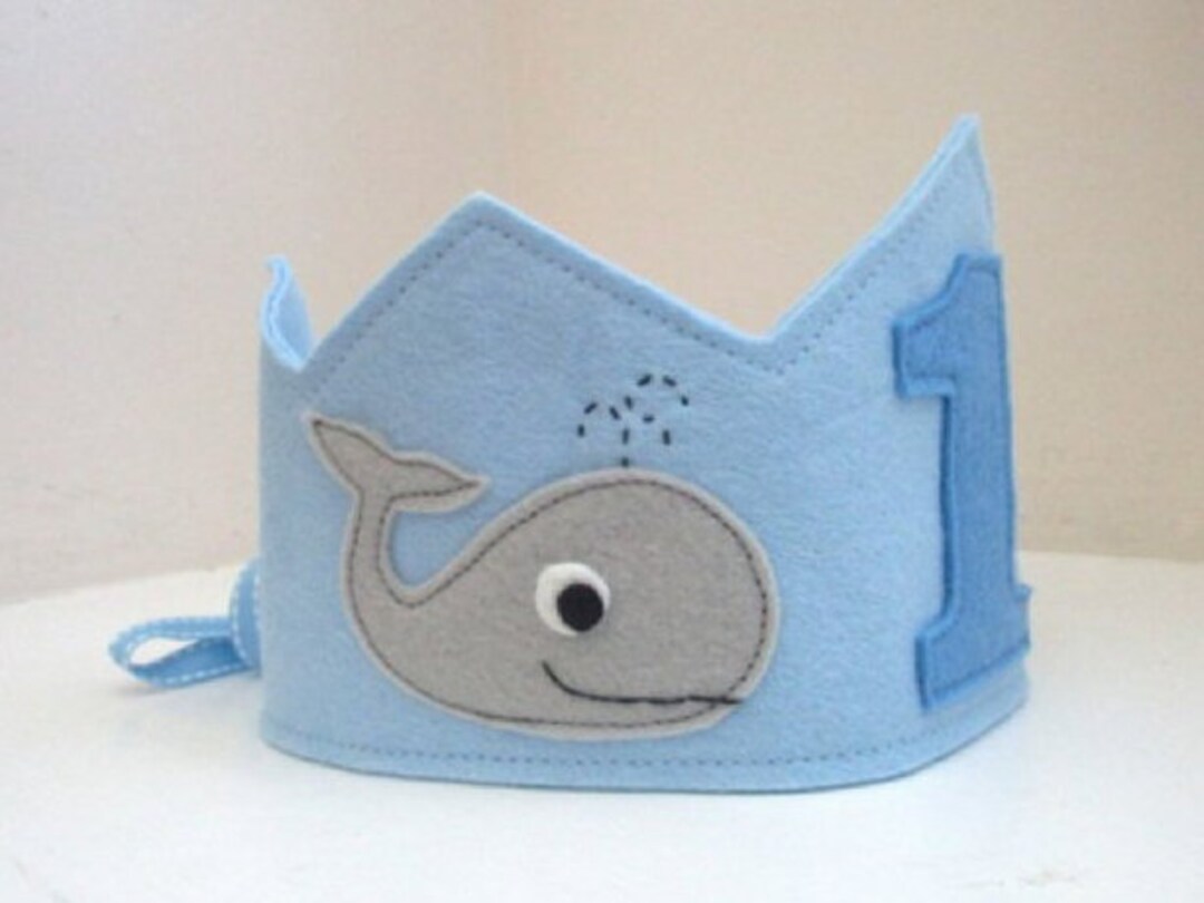 Whale Birthday Crown, Woolfelt Crown, Boy Crown, Smashcake Crown, Party ...