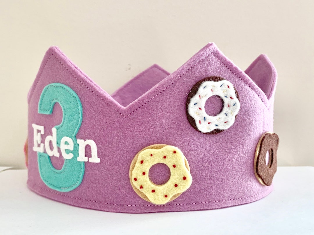 Felt Birthday Crown Donuts, Wool Felt Crown, Donut Birthday, Felt Party ...