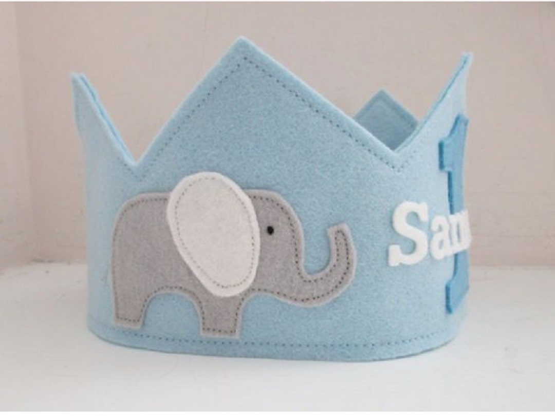 Elephant Birthday Crown, Woolfelt Crown, Boy Crown, Smashcake Crown ...
