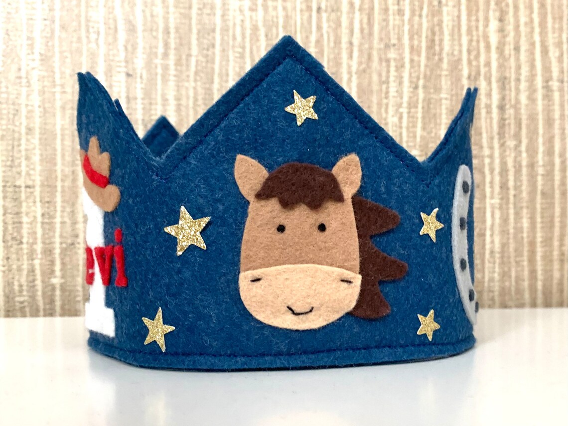 Cowboy Birthday Crown Farm Animal Felt Crown Woolfelt Crown - Etsy